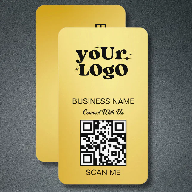 Gold QR Code Business Logo | Black Gold Modern Business Card | Zazzle