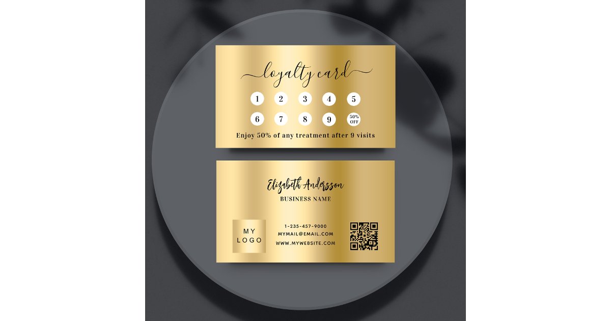 Gold qr code business logo loyalty card | Zazzle