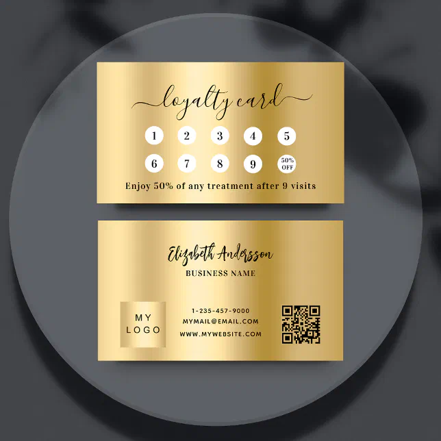 Gold qr code business logo loyalty card | Zazzle
