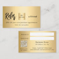 Gold qr code business logo referral card | Zazzle