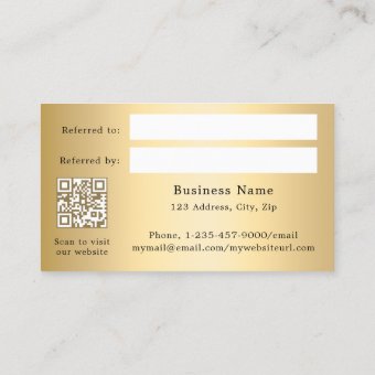 Gold qr code business logo referral card | Zazzle