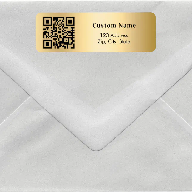 Gold QR code business return address Label | Zazzle