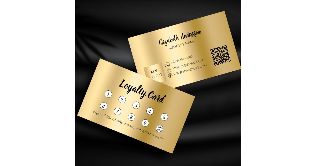 Gold qr code corporate logo loyalty card | Zazzle