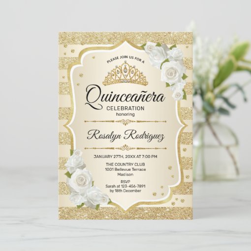 Gold Quinceanera Invitation | Zazzle