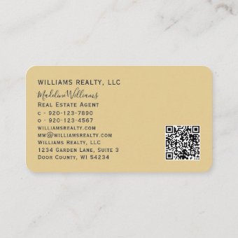 Gold Real Estate Agent Photo QR Code Business Card | Zazzle