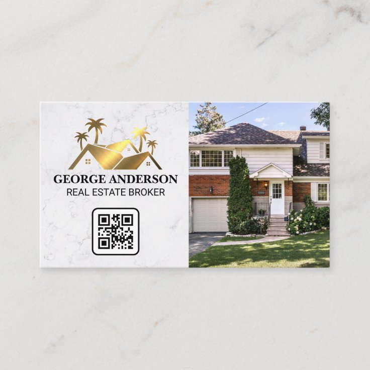 Gold Realtor Logo | Living Room | QR Code Business Card | Zazzle