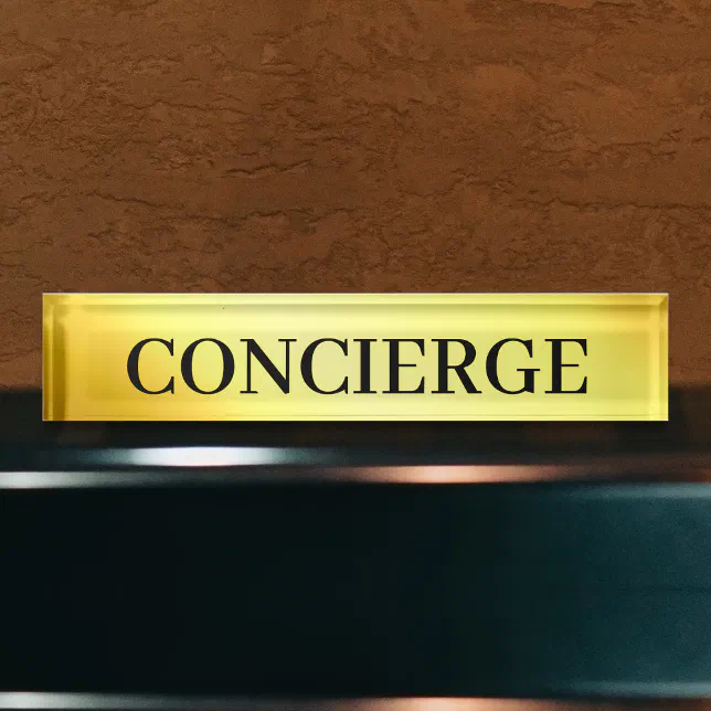 Gold Reception Concierge Front Desk Name Plate | Zazzle