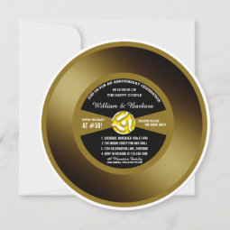 Gold Record Vinyl 45 Anniversary Party Invitation | Zazzle