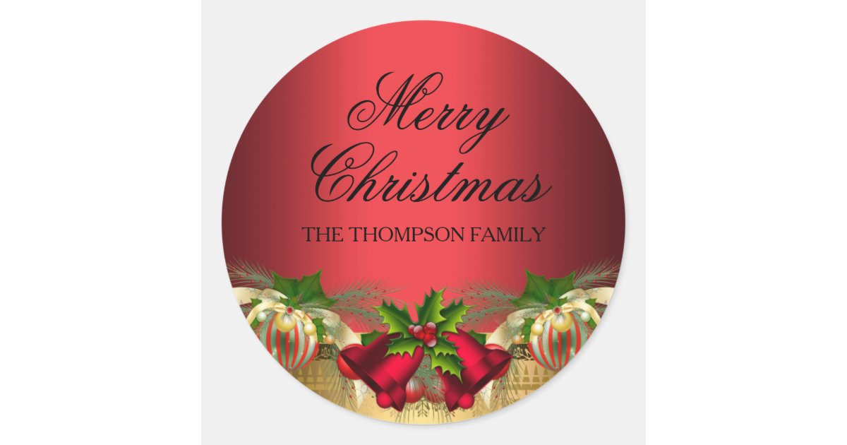 Gold Red bells & Baubles Christmas Sticker | Zazzle