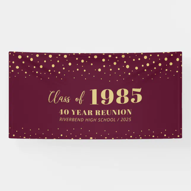 Gold & Red Confetti Class Reunion Party Welcome Banner | Zazzle
