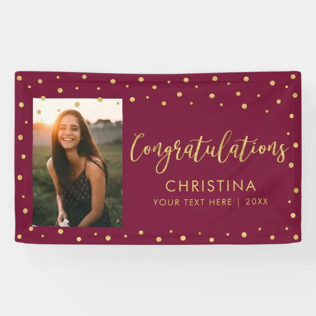 Gold & Red | Congratulations Party, Event Photo Banner | Zazzle