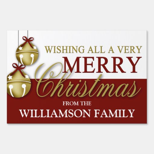 Gold/Red Jingle Bells Merry Christmas Sign | Zazzle Gold/Red Jingle Bells Merry Christmas Sign | Zazzle