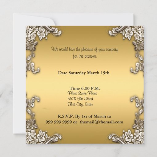 Gold Red Party Invitation Floral Frame | Zazzle