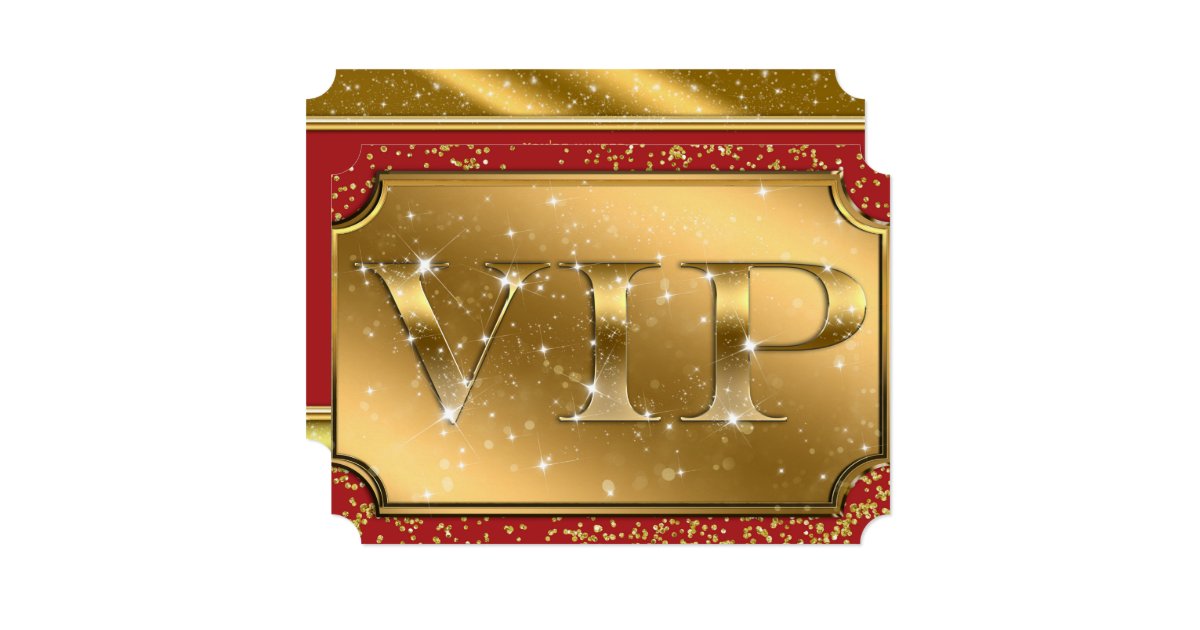 Gold & Red Sparkle Glam VIP Party Event Ticket Invitation | Zazzle.com