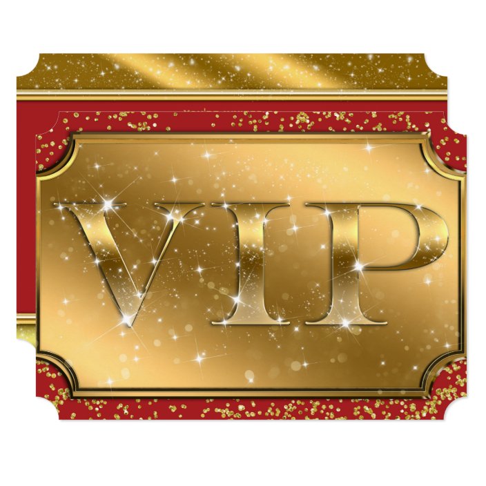 Gold & Red Sparkle Glam VIP Party Event Ticket Invitation | Zazzle.com