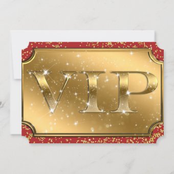 Gold & Red Sparkle Glam VIP Party Event Ticket Invitation | Zazzle