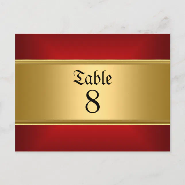 Gold Red Wedding table Numbers Gold Red | Zazzle