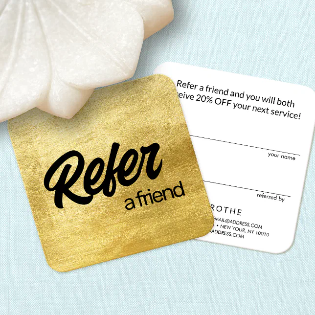 Gold Refer a Friend Referral Card | Zazzle