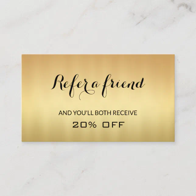 Gold Referral Tell A Friend Business Card | Zazzle