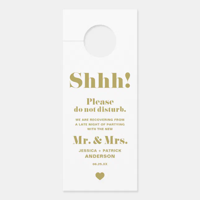 Gold Retro Bold Typography Do Not Disturb Wedding Door Hanger | Zazzle