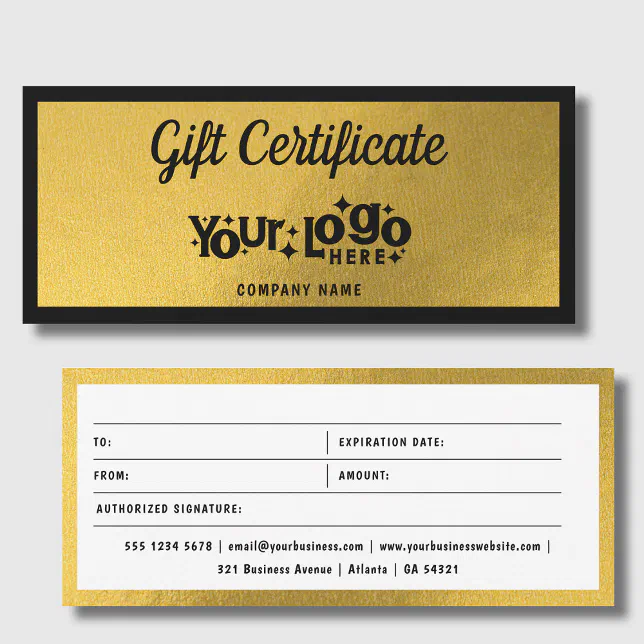 Gold Retro Business Logo Gift Certificate Voucher | Zazzle