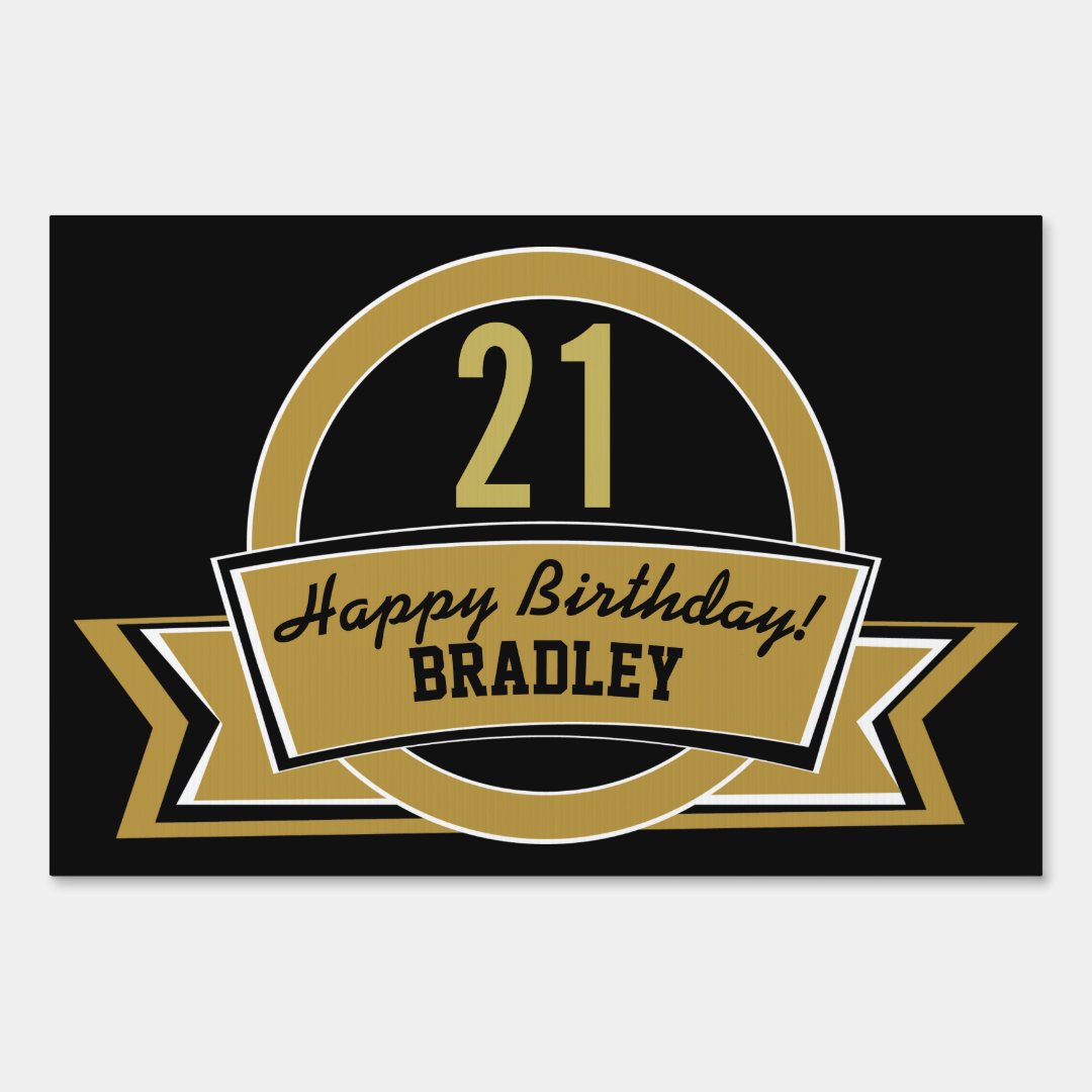 Gold Ribbon Birthday Celebration Sign | Zazzle