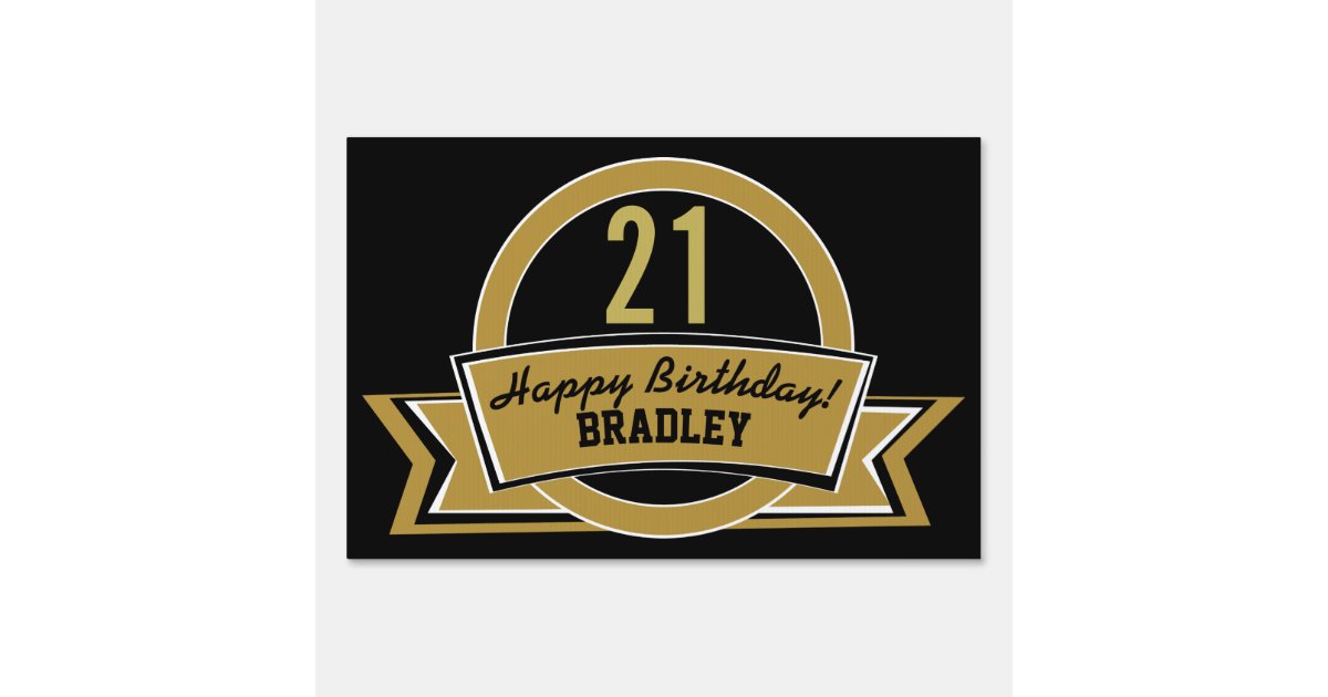 Gold Ribbon Birthday Celebration Sign | Zazzle