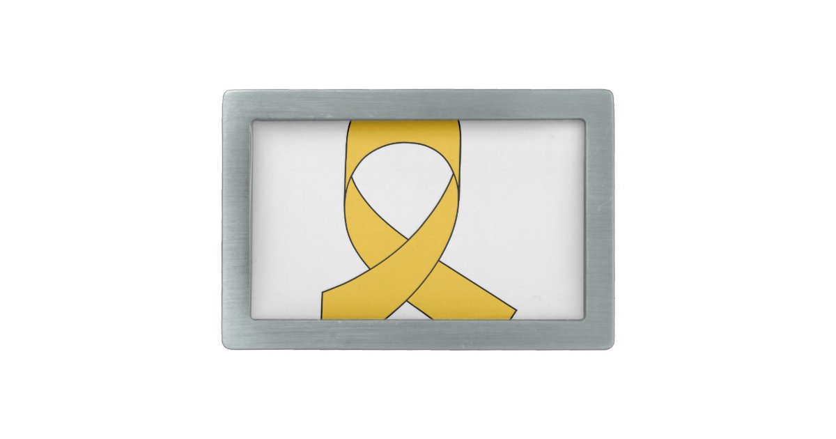 Gold Ribbon Drawing Rectangular Belt Buckle | Zazzle