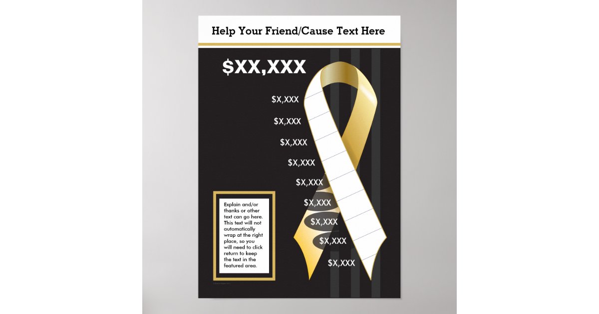 Gold Ribbon Goal Poster | Zazzle