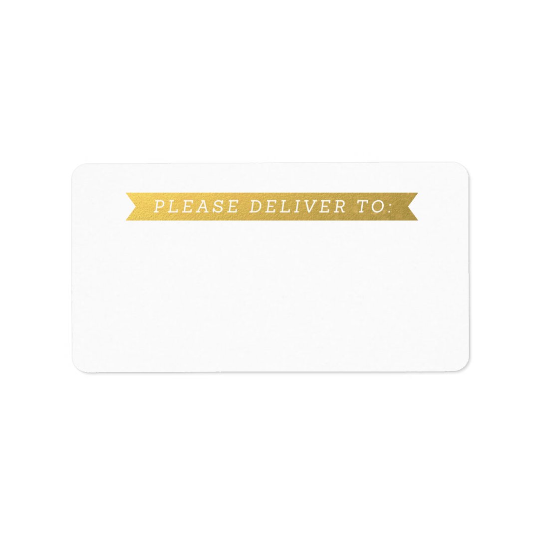 Gold Ribbon Please Deliver To Blank Address Labels | Zazzle