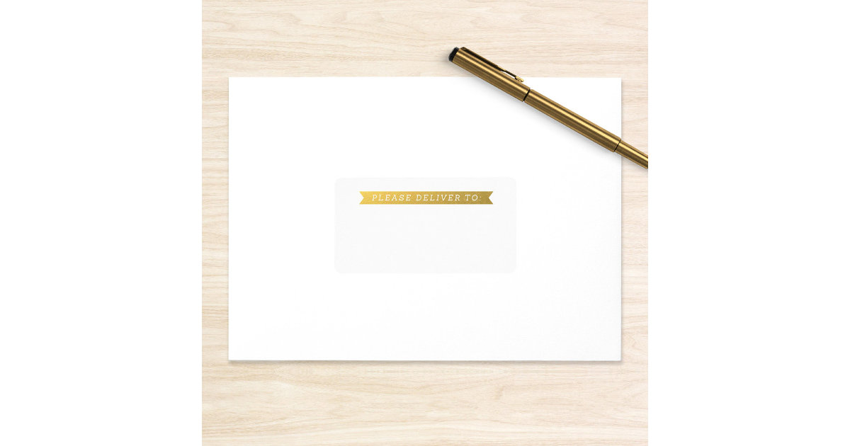 Gold Ribbon Please Deliver To Blank Address Labels | Zazzle