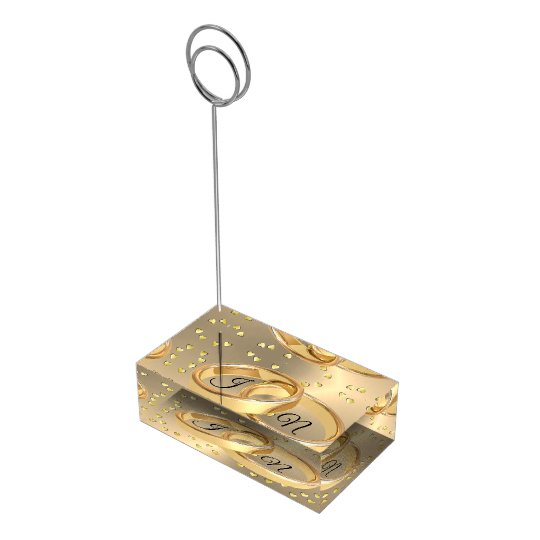 Gold Rings Wedding Table Number Card Holder | Zazzle.com