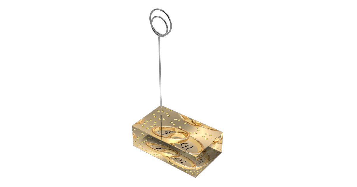 Gold Rings Wedding Table Number Card Holder | Zazzle