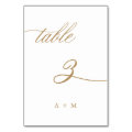 Gold Romantic Calligraphy Wedding Number 3, Table Number | Zazzle