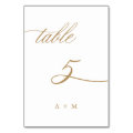 Gold Romantic Calligraphy Wedding Number 5, Table Number | Zazzle