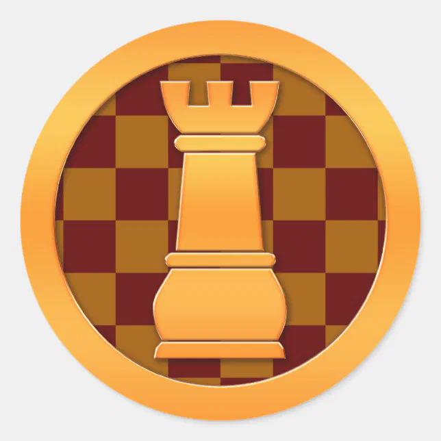 Gold Rook Chess Piece Classic Round Sticker | Zazzle