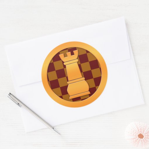 Gold Rook Chess Piece Classic Round Sticker | Zazzle
