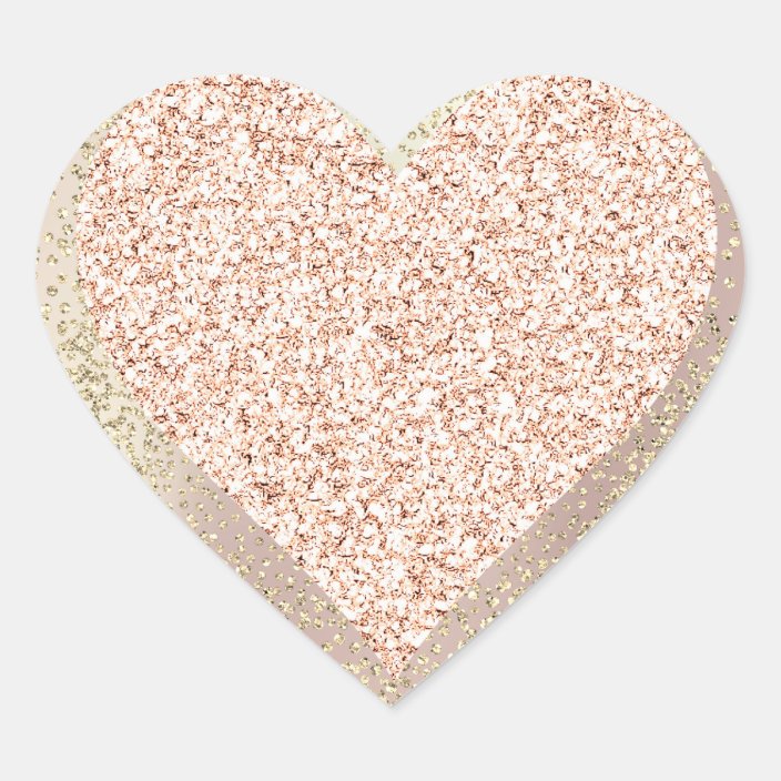 Gold Rose Glitter Girly Blush Lux Heart Sweet Brid Heart Sticker ...