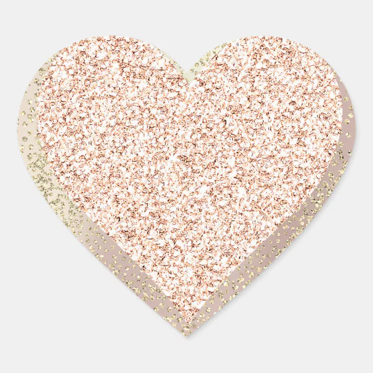 Gold Rose Glitter Girly Blush Lux Heart Sweet Brid Heart Sticker | Zazzle