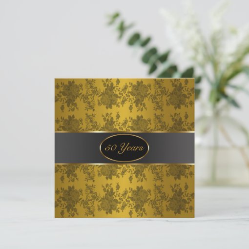 Gold Roses 50th Golden Wedding Anniversary Invitation | Zazzle