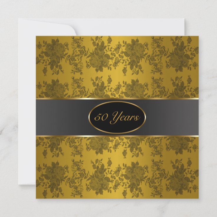 Gold Roses 50th Golden Wedding Anniversary Invitation | Zazzle