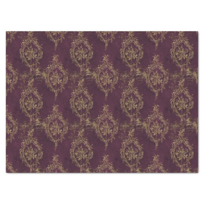 Gold Roses and Frames on Dark Red Decoupage Tissue Paper | Zazzle.com