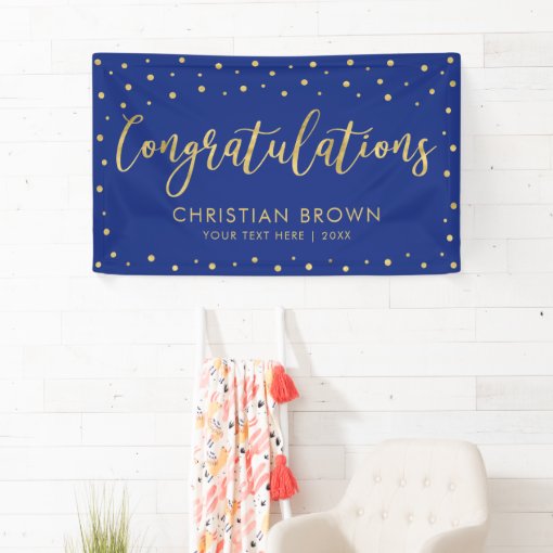 Gold & Royal Blue Congratulations Graduation Banner | Zazzle