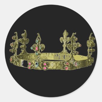 Gold Royal Crown Classic Round Sticker | Zazzle