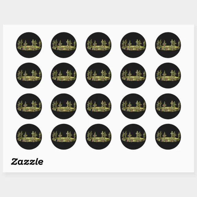 Gold Royal Crown Classic Round Sticker | Zazzle