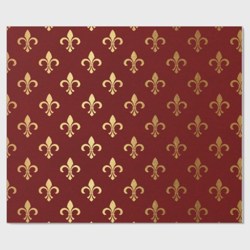 Gold Royal Fior De Lise Heraldic Burgundy Maroon Wrapping Paper | Zazzle