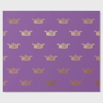 Gold Royal Purple Lavender Crown Heraldic Prince Wrapping Paper | Zazzle