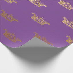 Gold Royal Purple Lavender Crown Heraldic Prince Wrapping Paper | Zazzle