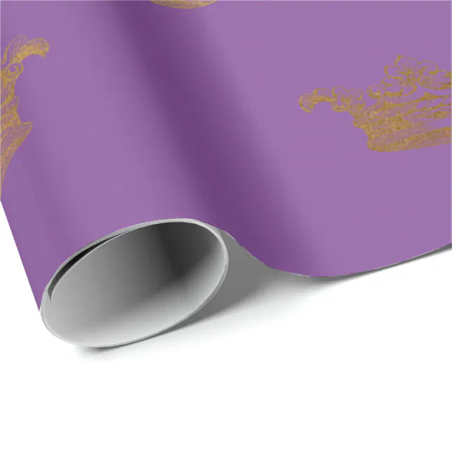 Gold Royal Purple Lavender Crown Heraldic Prince Wrapping Paper | Zazzle