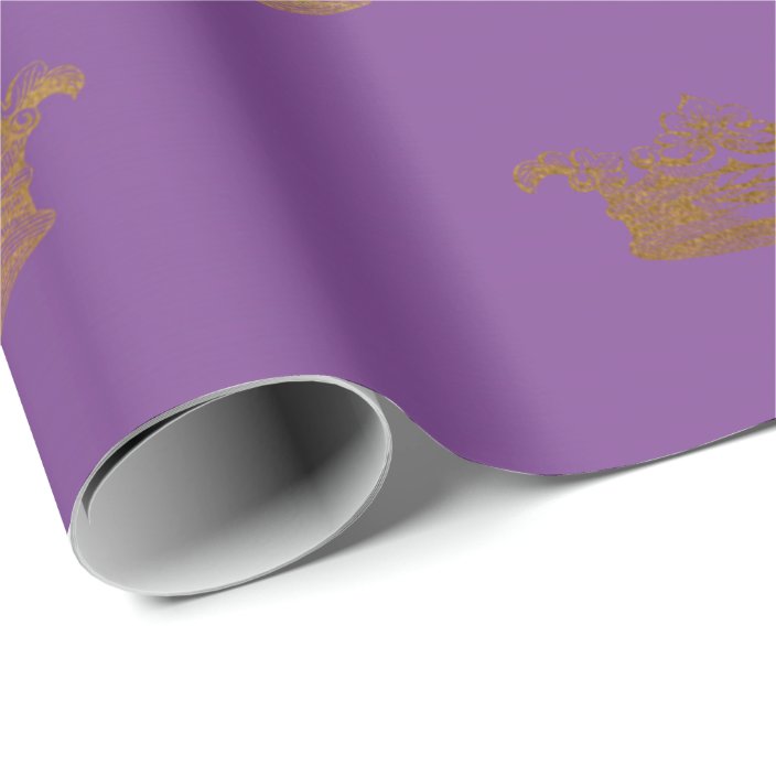 Gold Royal Purple Lavender Crown Heraldic Prince Wrapping Paper